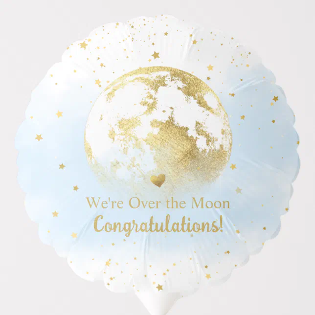 Blue and Gold Over the Moon Congratulations Balloon | Zazzle
