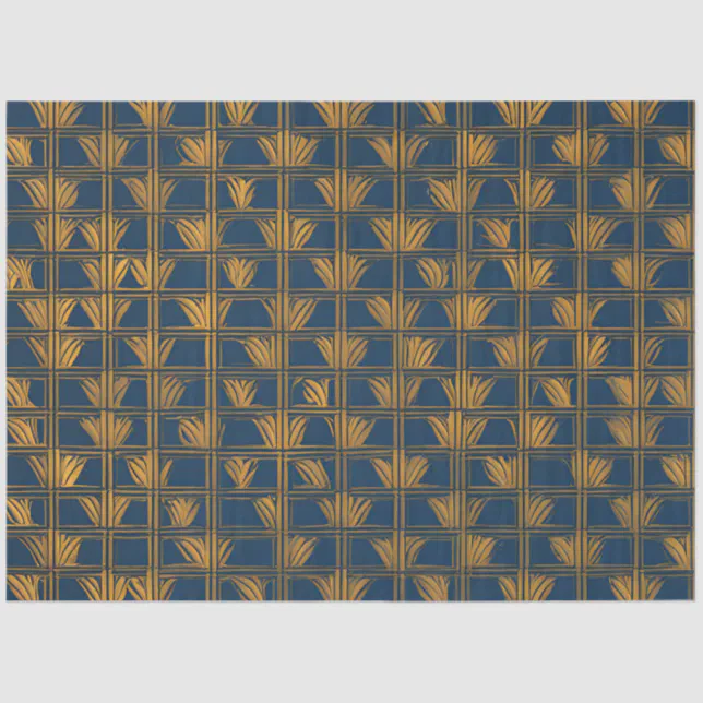 Blue and Gold Pattern Decoupage Tissue Paper | Zazzle