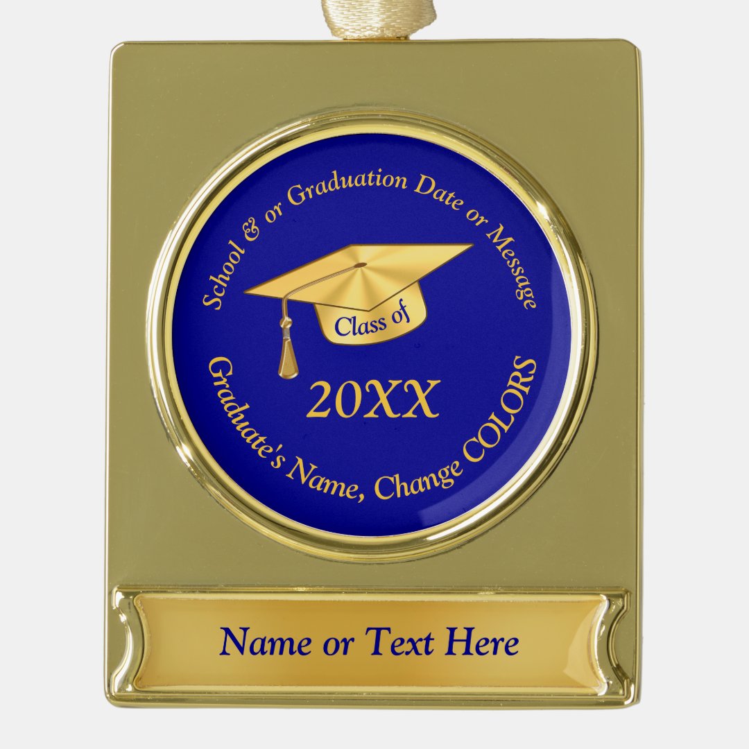 Blue and Gold Personalized Graduation Ornaments | Zazzle