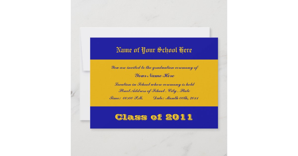 Blue and Gold School Colors Invitation | Zazzle