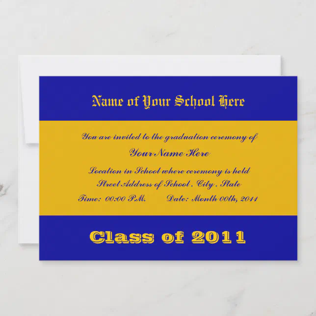 Blue and Gold School Colors Invitation | Zazzle