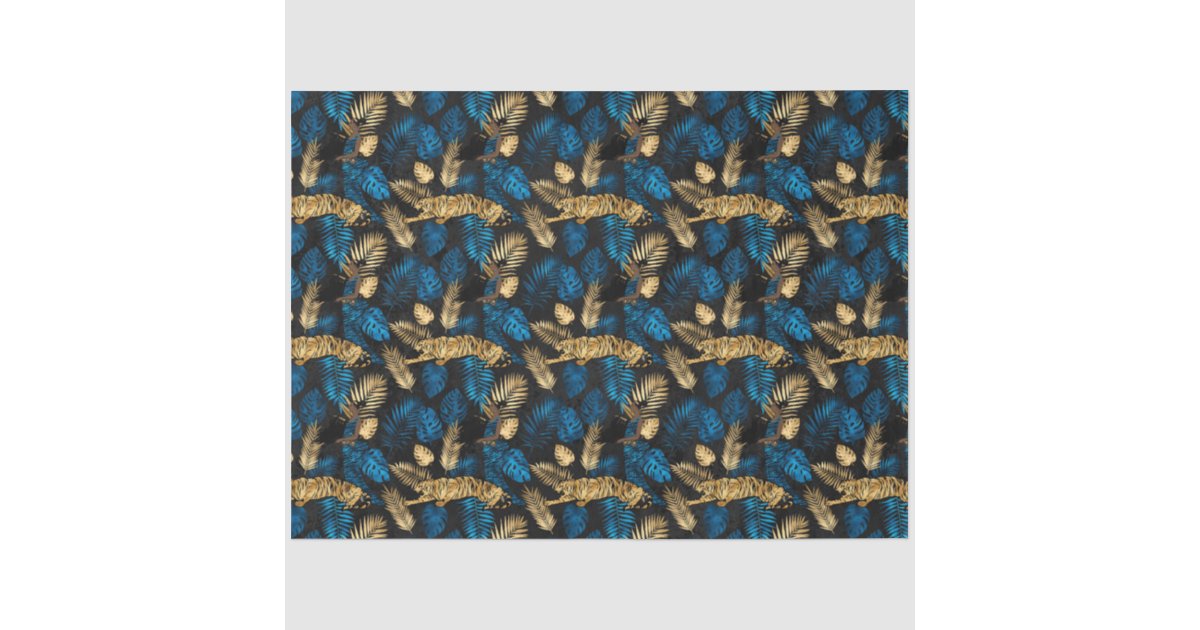 Blue and Gold Tiger Series Design 3 Tissue Paper | Zazzle