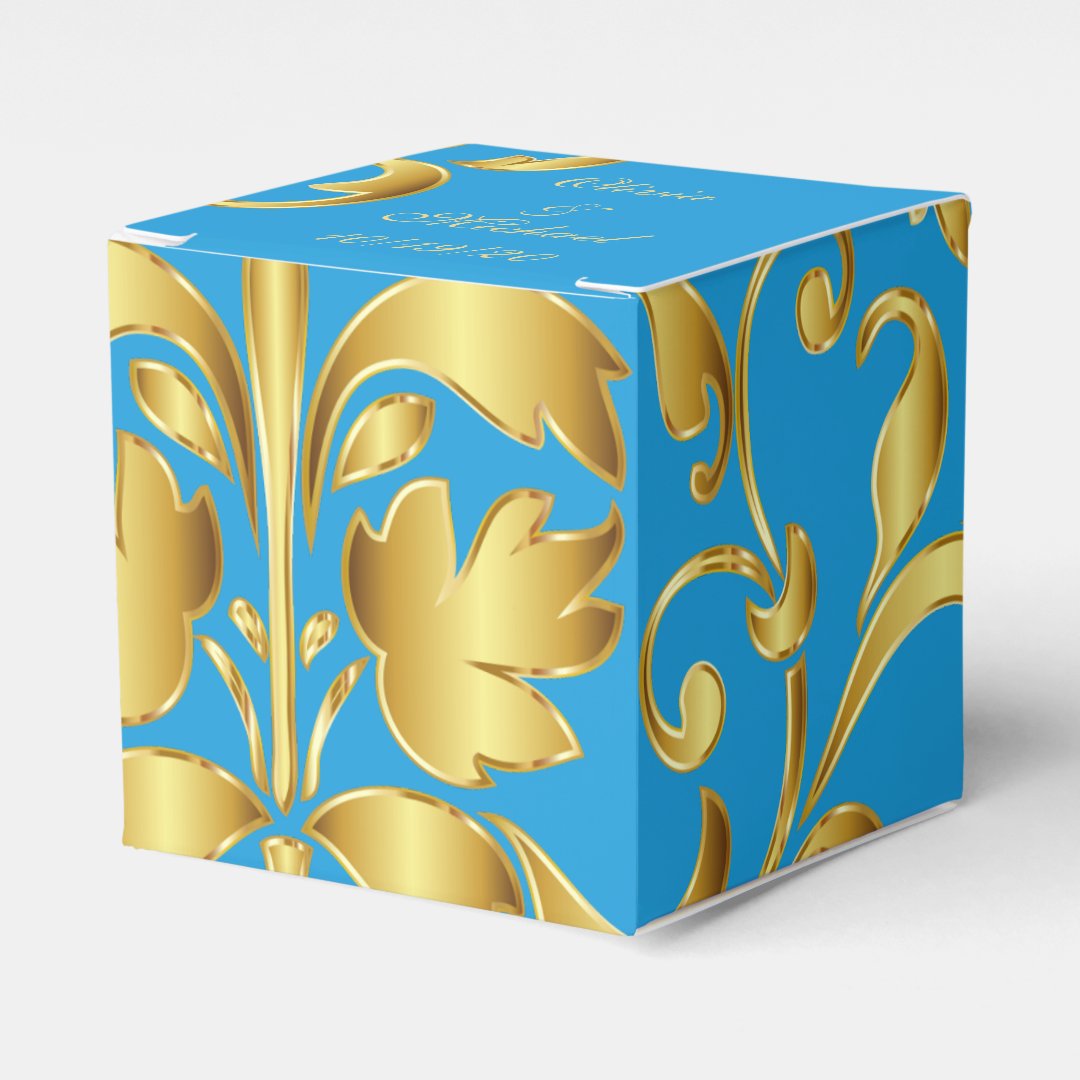Blue and Gold Wedding Favors Box | Zazzle