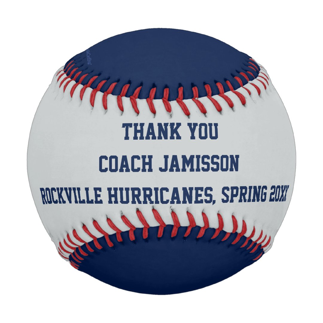 Blue and Gray Baseball, Thank You to Coach Baseball | Zazzle