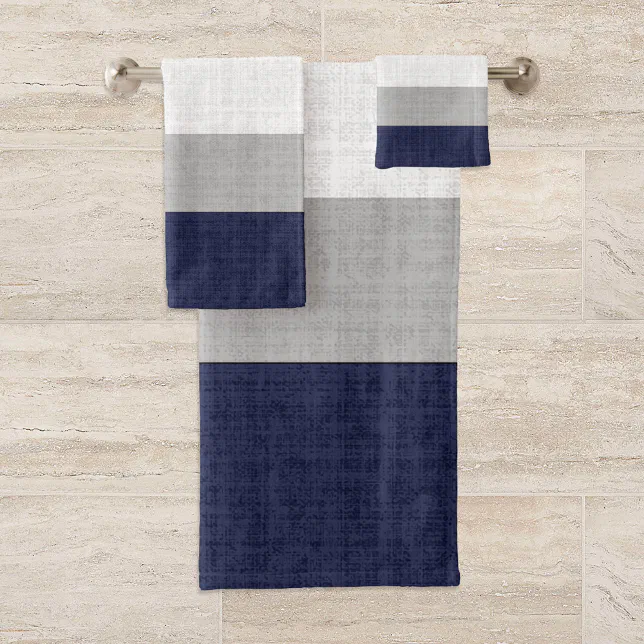 Blue and Gray Crosshatch Pattern, Bath Towel Set | Zazzle