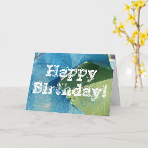 Blue and Green Abstract Paintings, Happy Birthday! Card | Zazzle