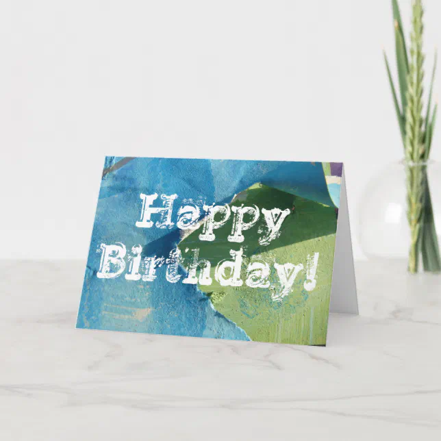 Blue and Green Abstract Paintings, Happy Birthday! Card | Zazzle