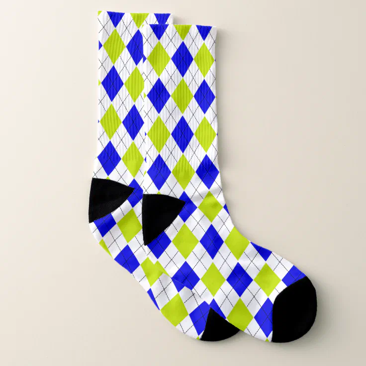 Blue and Green Argyle Pattern Socks | Zazzle