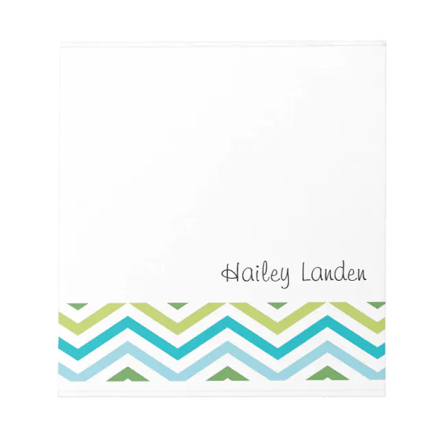 Blue and Green Chevron | Personalized Notepads | Zazzle