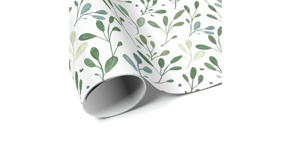 Blue and Green Dainty Summer Leaf Pattern Wrapping Paper | Zazzle