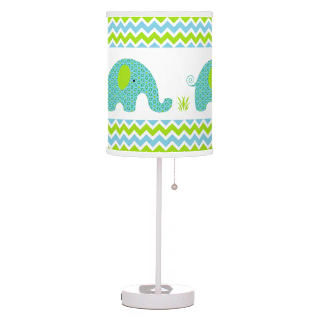 Blue and green elephant boy nursery decor table lamp | Zazzle