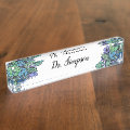 Blue and green floral watercolour art desk name plate | Zazzle