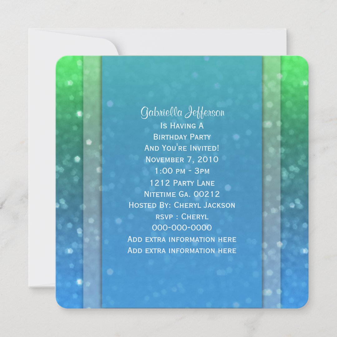 Blue And Green Glitzy: Party Invitation | Zazzle