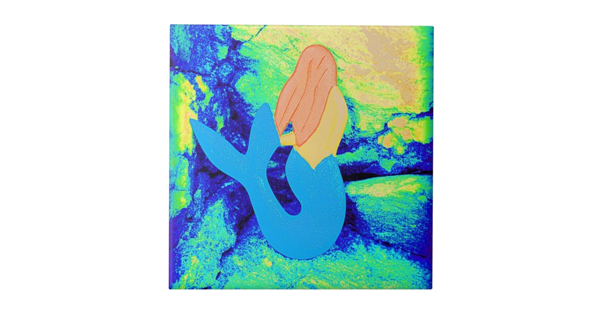 blue and green mermaid tile | Zazzle