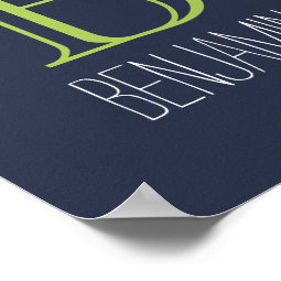 Blue and Green Monogram Poster | Zazzle