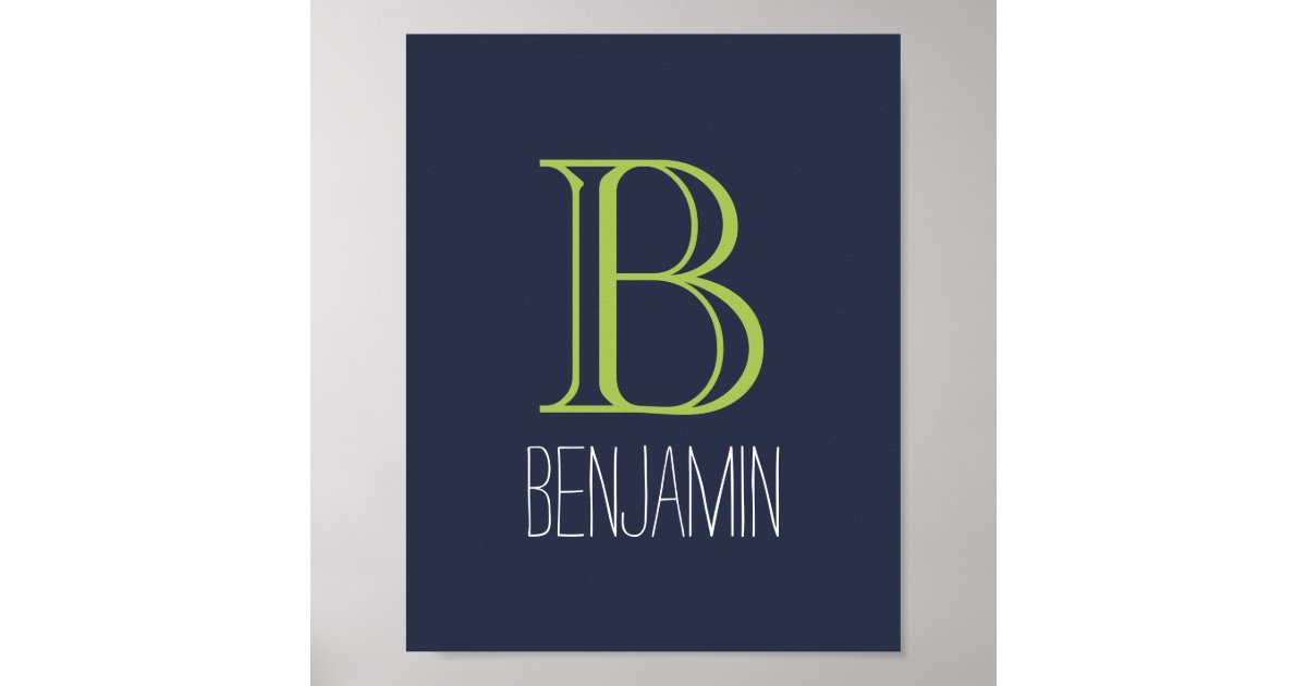 Blue and Green Monogram Poster | Zazzle