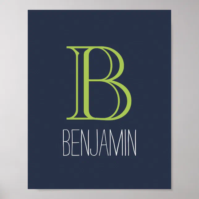 Blue and Green Monogram Poster | Zazzle