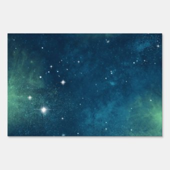 Blue and Green Outer Space Sky Personalized Party Sign | Zazzle