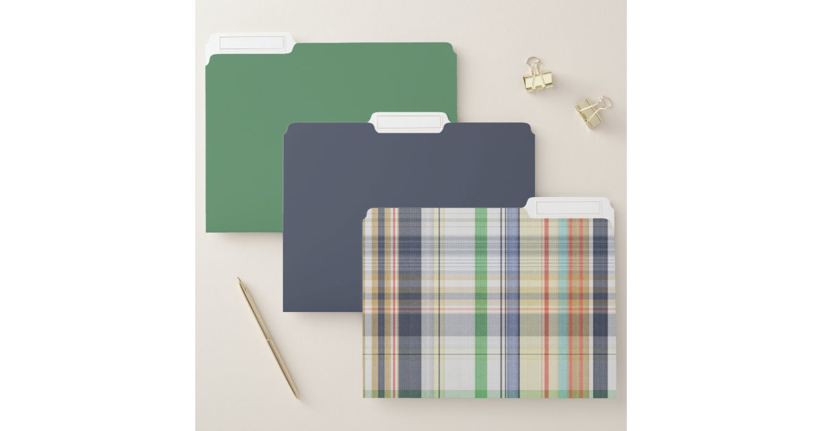 Blue and Green Plaid File Folder | Zazzle