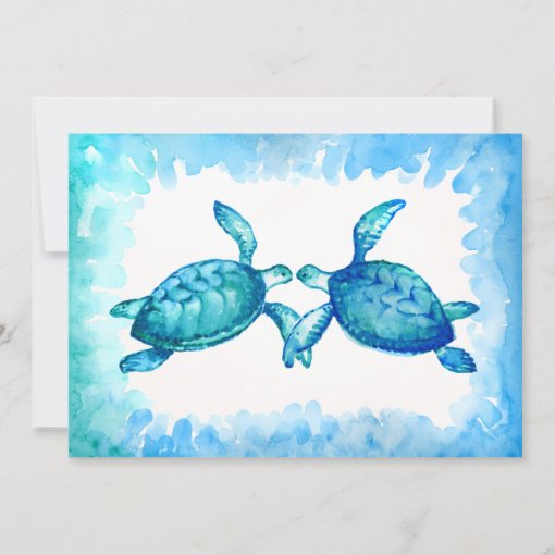 Blue and Green Sea Turtle Wedding RSVP Cards | Zazzle
