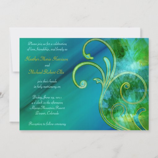 Blue and Green Wedding Invitation | Zazzle