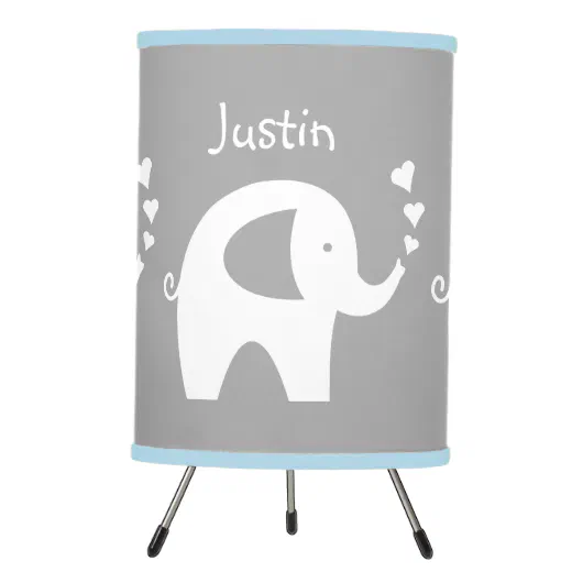 Blue and grey elephant lamp for nursery baby room | Zazzle
