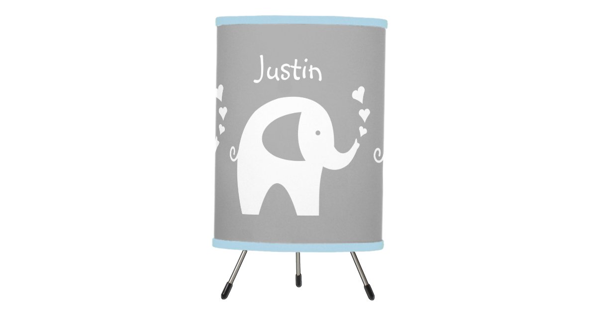Blue and grey elephant lamp for nursery baby room | Zazzle