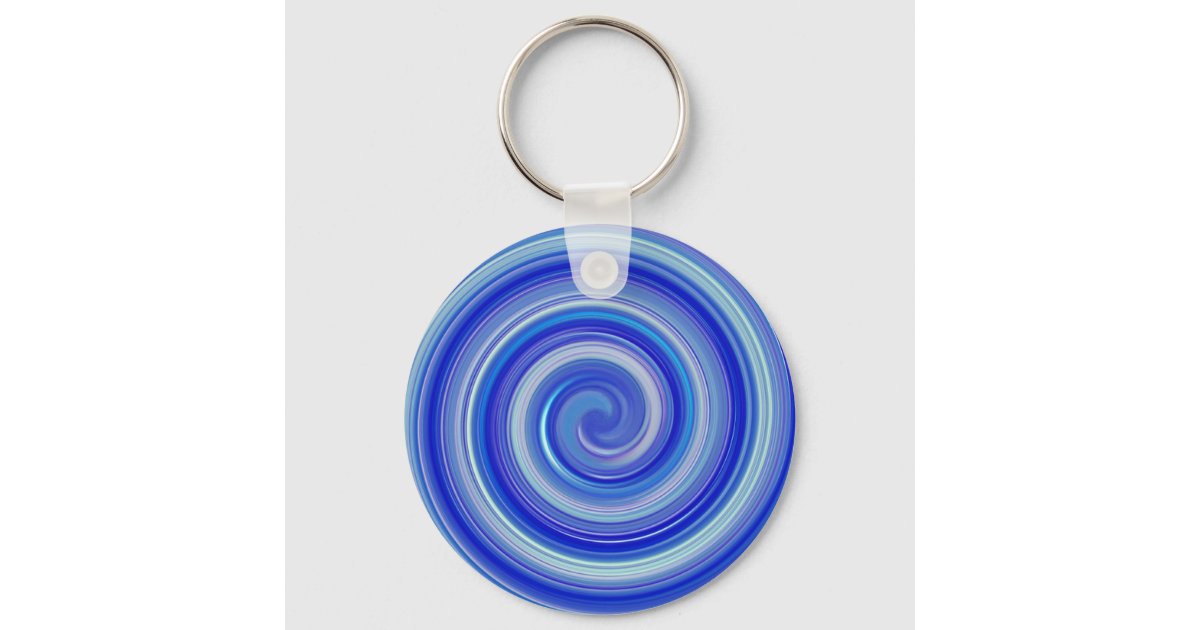 Blue and light blue spiral keychain | Zazzle