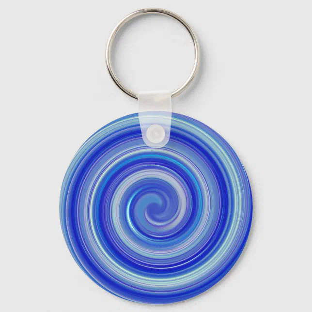 Blue and light blue spiral keychain | Zazzle