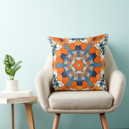 Blue And Orange Abstract Throw Pillow | Zazzle
