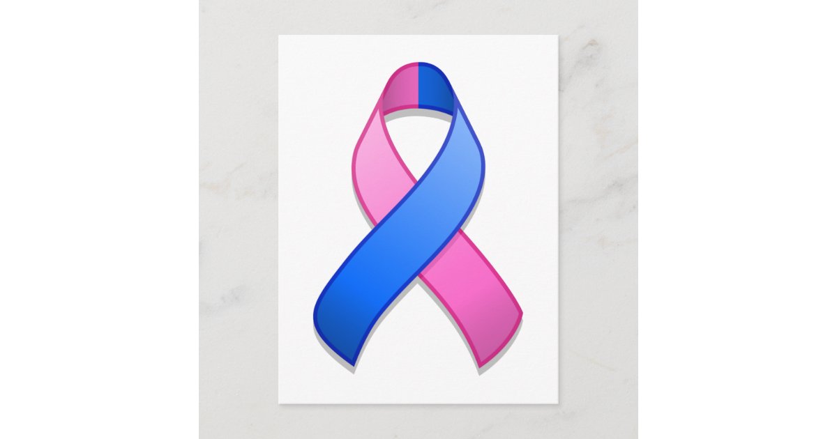 Blue and Pink Awareness Ribbon Postcard | Zazzle