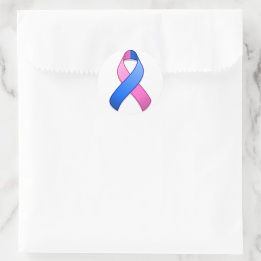 Blue and Pink Awareness Ribbon Round Sticker | Zazzle