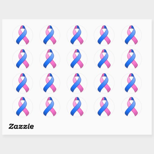 Blue and Pink Awareness Ribbon Round Sticker | Zazzle