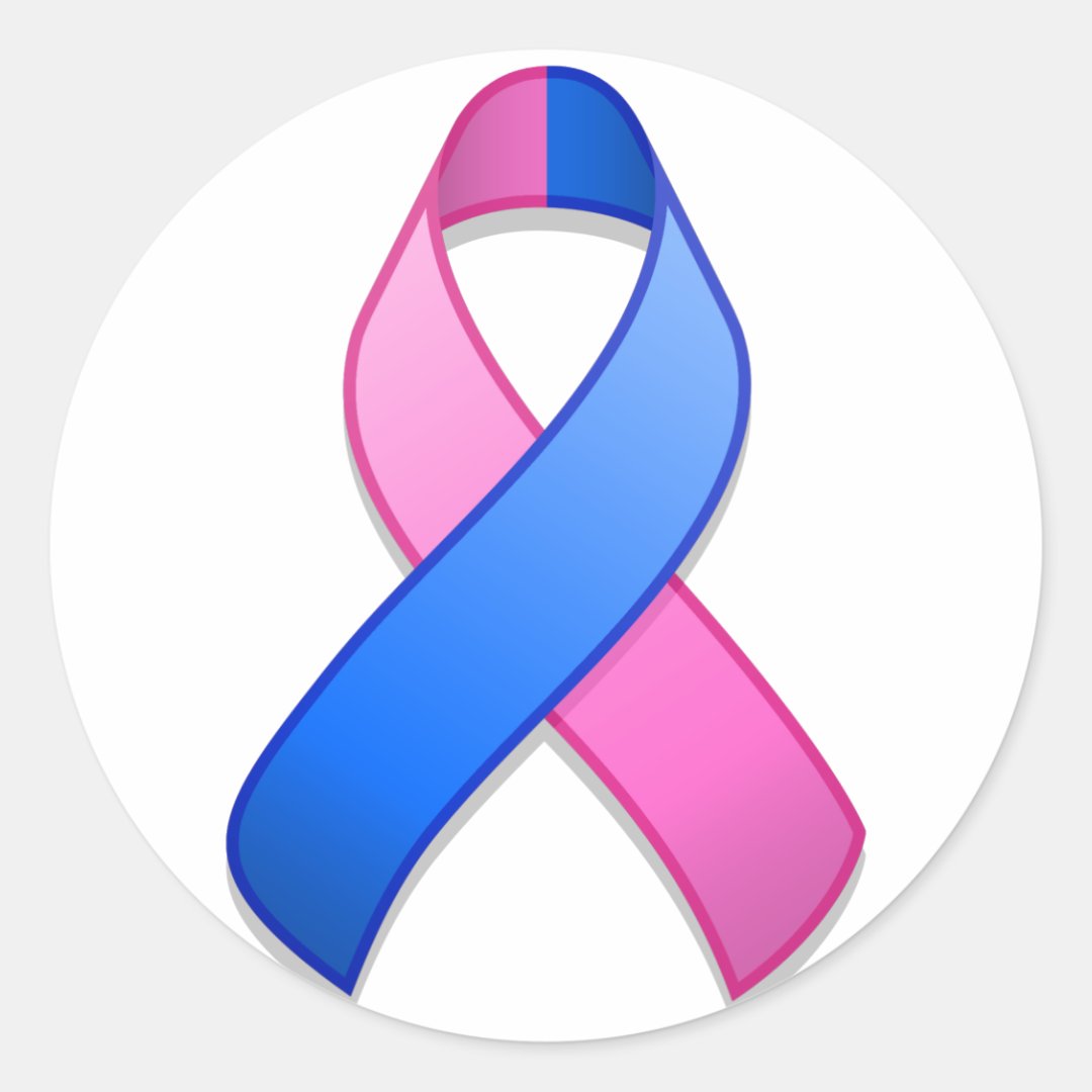 Blue and Pink Awareness Ribbon Round Sticker | Zazzle