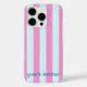 Blue and Pink Striped Customizable Name Phone Case | Zazzle