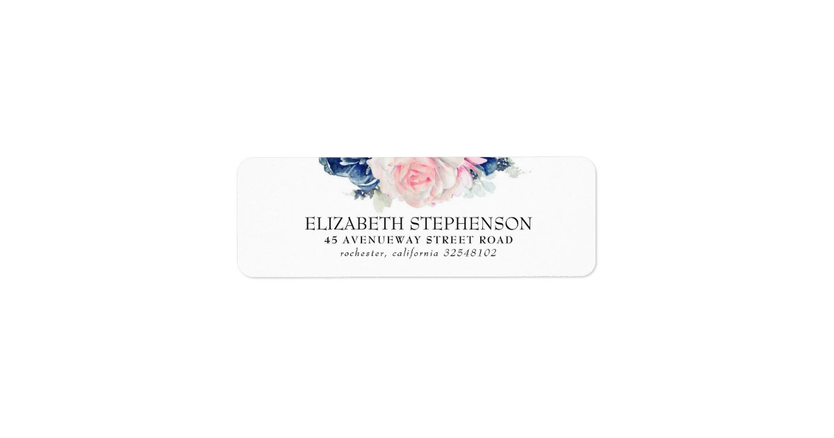 Blue and Pink Watercolor Flowers Elegant Label | Zazzle