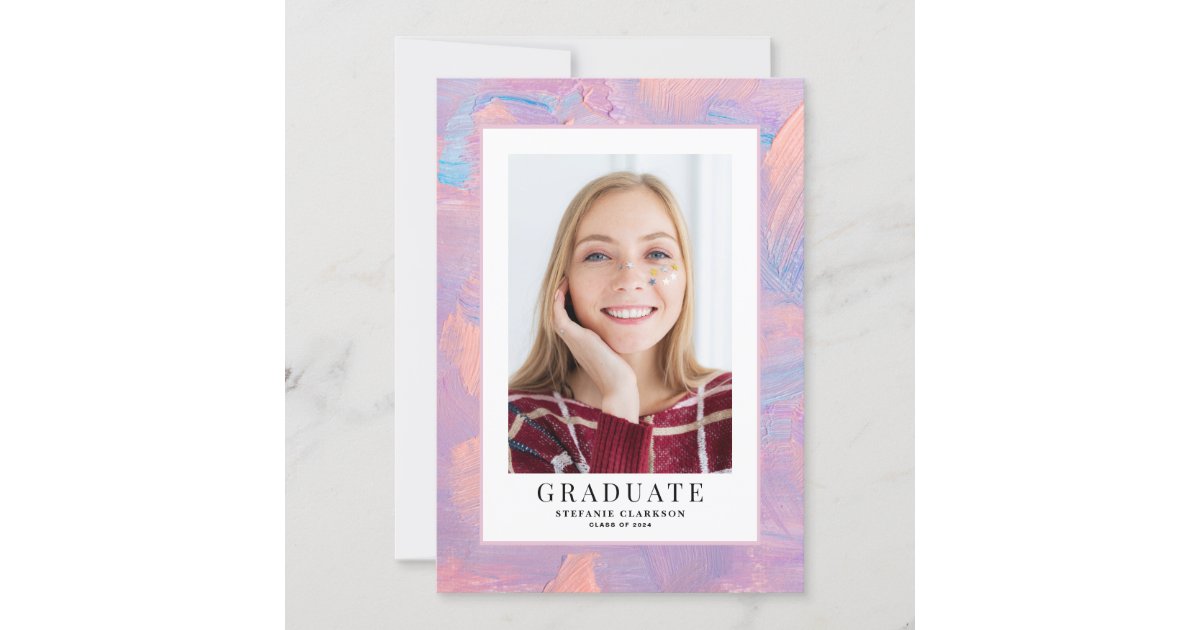 Blue and Purple Acyrlic Background Graduation Announcement | Zazzle