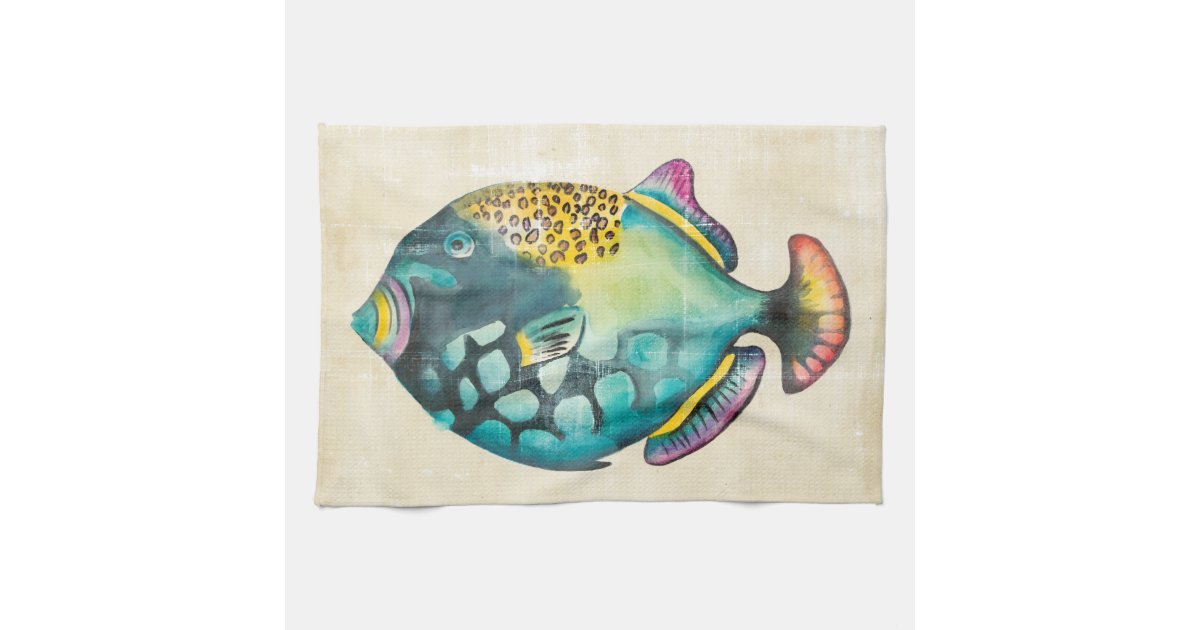 Blue and Purple Aquarium Fish Towel | Zazzle