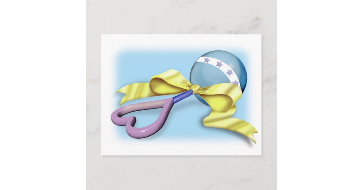 Blue and Purple Baby Rattle Postcard | Zazzle