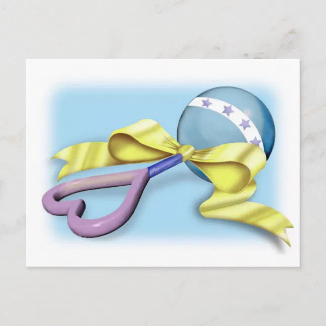 Blue and Purple Baby Rattle Postcard | Zazzle