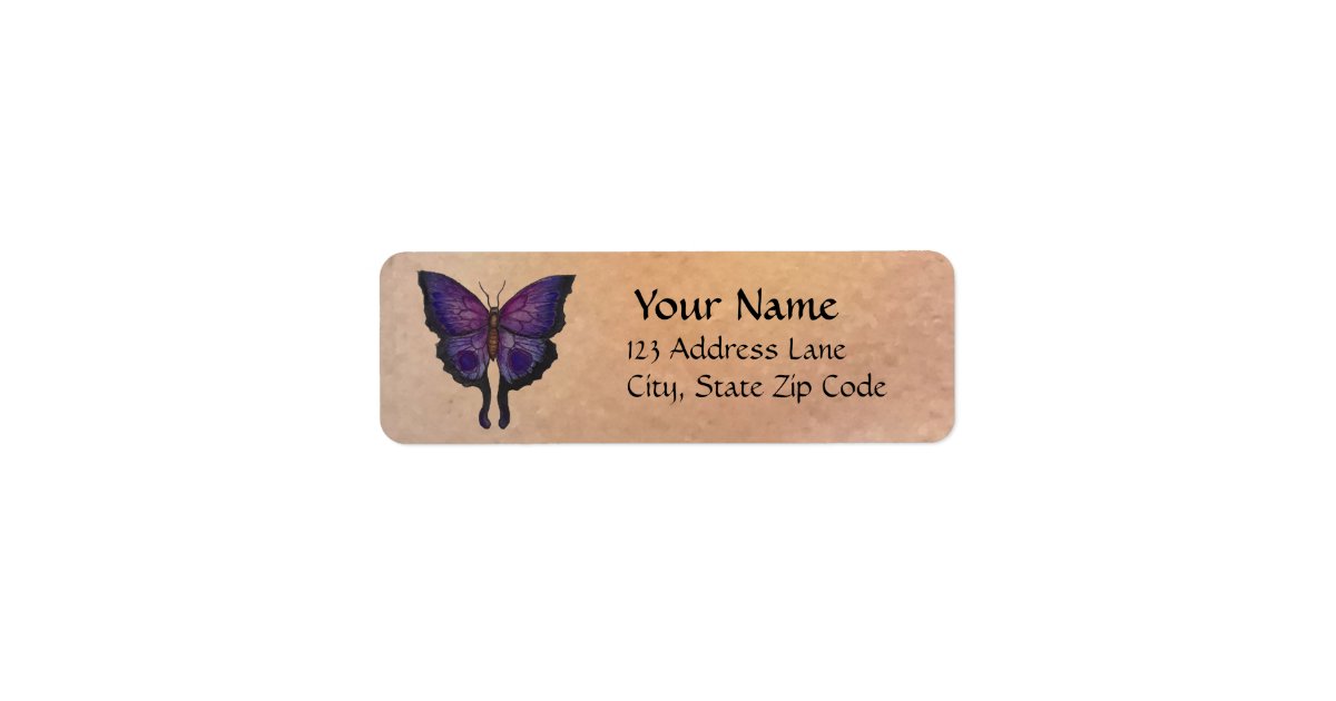 Blue and Purple Butterfly Return Address Label | Zazzle