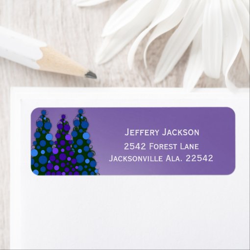 Blue And Purple Christmas Tree Address Labels | Zazzle