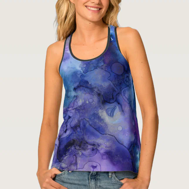 Blue and Purple Liquid Watercolor Marbled Paint Tank Top | Zazzle