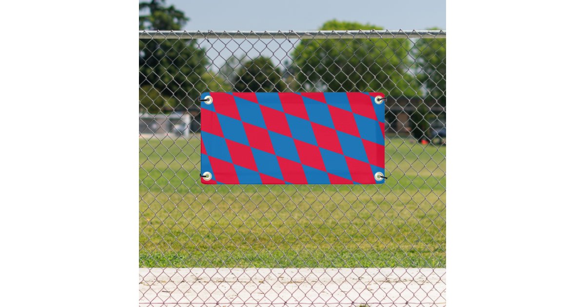 Blue and Red Bavaria Diamond Flag Pattern Banner | Zazzle