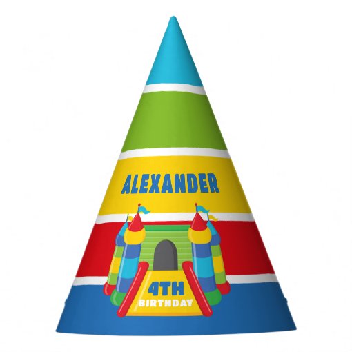 Blue and red Bounce house, play and jump Party Hat | Zazzle