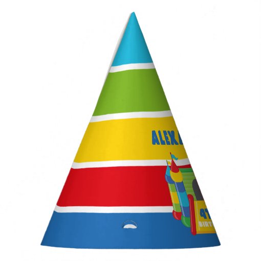 Blue and red Bounce house, play and jump Party Hat | Zazzle