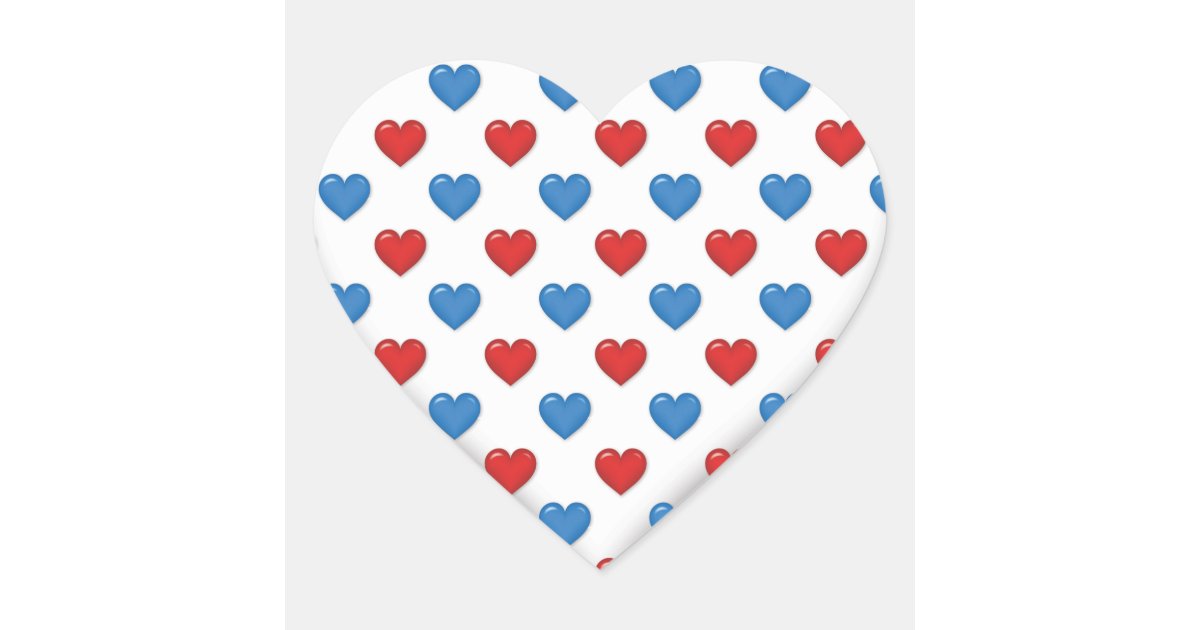 Blue and Red Heart Shape Heart Sticker | Zazzle