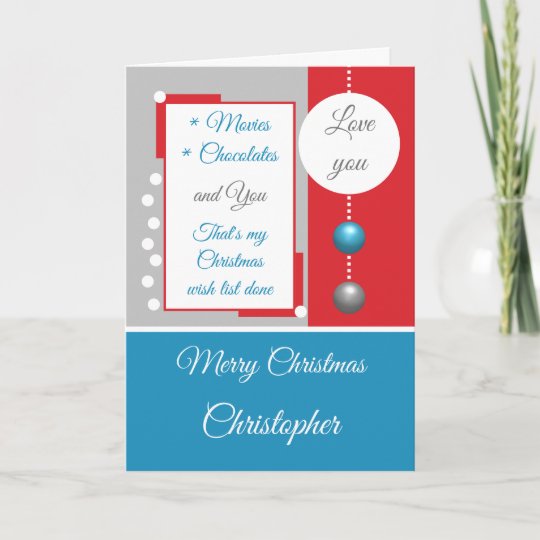 Blue and red Merry Christmas love you Holiday Card | Zazzle.com
