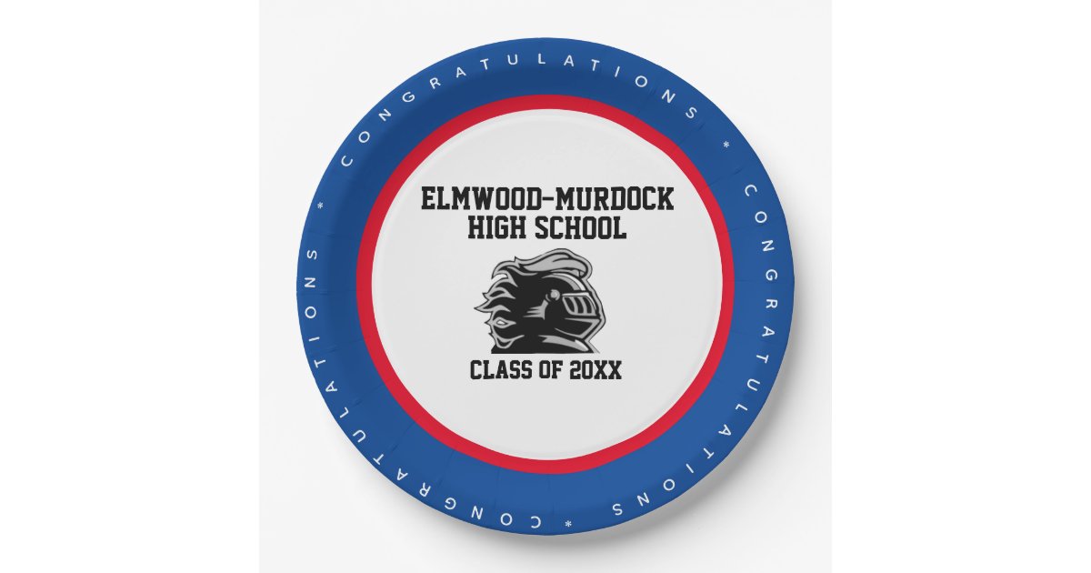 Blue and Red School Colors, Graduation Party Paper Plates | Zazzle