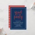 Blue and Red Script Grad Party Invitation | Zazzle